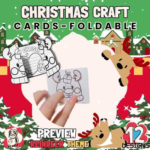 Reindeer Christmas Foldable Cards Craft | Cut, Color & Write Activity ...