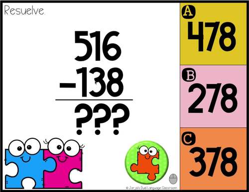 Sumas y restas de 3 dígitos para reagrupar para Seesaw™ y Google Slides™