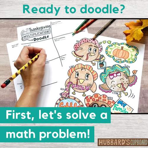 Thanksgiving Math - Up to 3-digit Multiplication - Turkey Doodle Activity