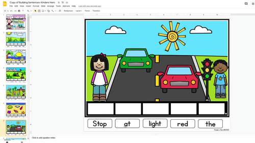 Sentence Building Drag and Drop for Google Slides Distance Learning