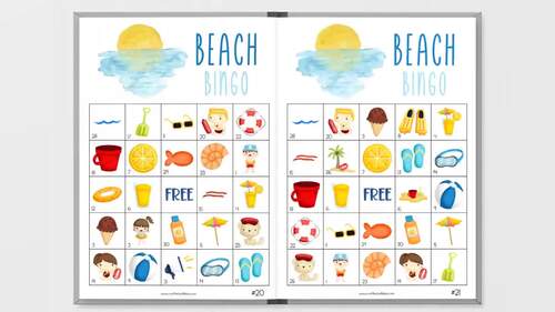 50 Beach Bingo Cards by Crafted with Bliss by Teacher Pia | TPT