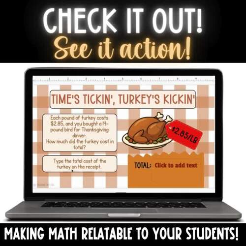 5th Grade Thanksgiving Math Interactive Digital Activity + SEL Math Prompts