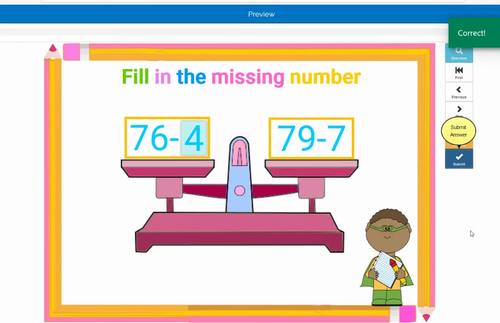 Balancing Equations Subtraction Within 100 Boom Cards 1st Grade Math