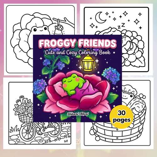 Froggy Friends Coloring Pages - 30 Bold and Easy Cute Frog Coloring ...