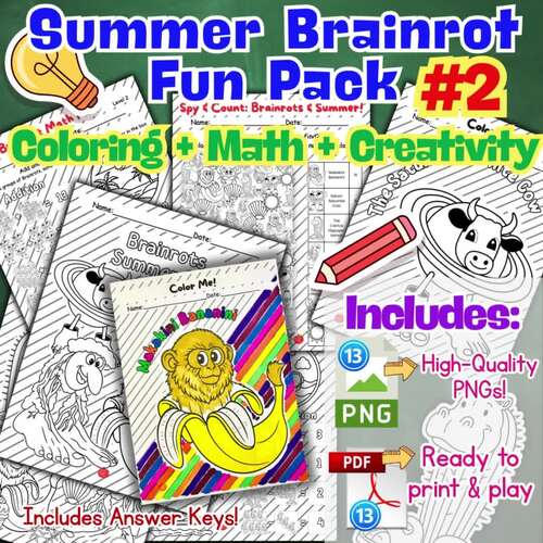 Italian Brainrot Activity Pack 2| Coloring Pages, Math Worksheets, Spy ...