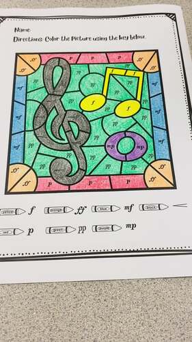 No Prep Music Activity : Music Color By Code : Dynamics by Music With ...