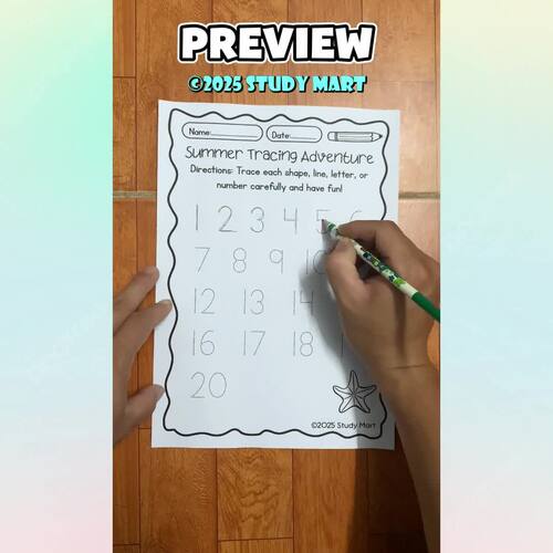 End of Year Summer Review: Trace Letters, Numbers & Lines for Kindergarten