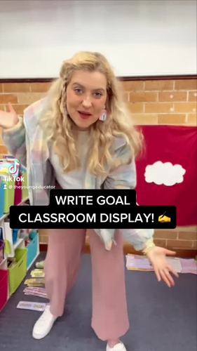 WRITE WRITING STRATEGY GOAL DISPLAY & DAILY 5 POSTERS /PASTEL RAINBOW WALL