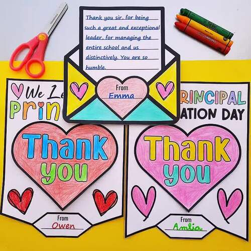 Principal Appreciation Day Thank You Cards,Coloring Pages and Writing ...