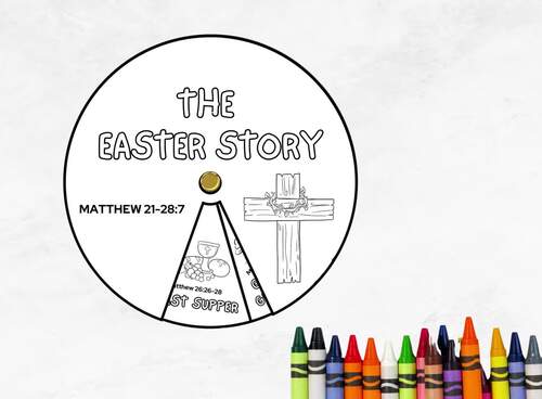 The Easter Story Bible Lesson Spinning Wheel, Easter Sunday School Craft