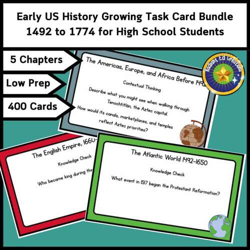 Early US History Growing Task Card Bundle 1492 to 1774 for High School ...
