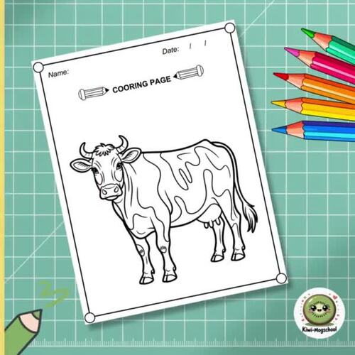 [K-3] Cow Body Parts Labeling Diagram Worksheets | Farm Animal Features ...