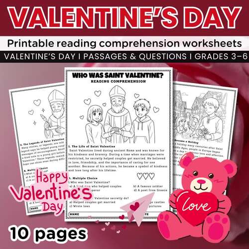 Who Was Saint Valentine? Reading Comprehension Worksheets, Valentine’s ...