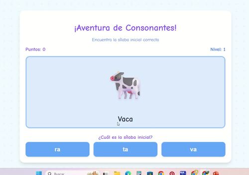 JUEGO Conciencia Fonológica Sonido Inicial T, C, B, V, N, R / HTML ...
