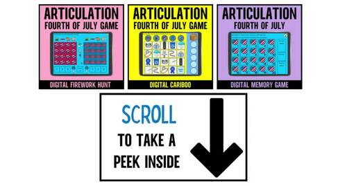 Bundle of Digital Fourth of July Articulation Games for Speech Therapy