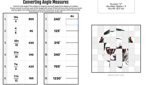 Converting Angle Measures Self-Checking Digital Activity by Rise and Sine