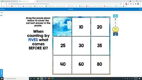 Skip Counting 5’s, 10’s, and 100’s up to 1000 Summer Boom Card Puzzles