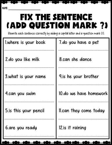 Sentence Punctuation Capitalization Worksheet | Capitalization ...