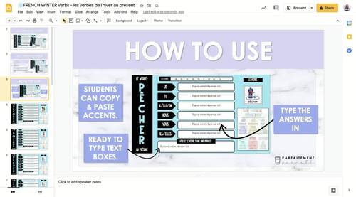French Winter Verbs - les verbes de l'hiver au présent - Distance Learning