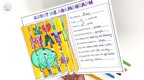 BACK TO SCHOOL CRAFT ABOUT ME ACTIVITY AGAMOGRAPH by Loving Math
