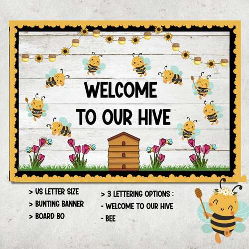 Welcome Spring Bulletin Board Kit April Door Decor Bee Classroom Decoration