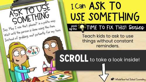 Ask Before Taking Social Skills Story & SEL Activity: Behavior ...