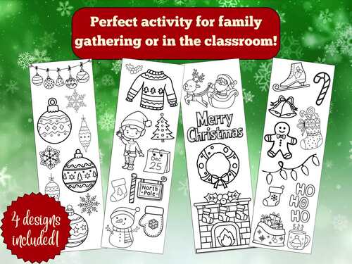 Christmas Printable Bookmarks Color Your Own Holiday Bookmarks DIY ...