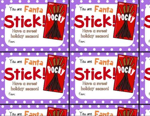 Pocky Chocolate Christmas/ Winter Holiday Gift Tag- You are Fanta Stick ...