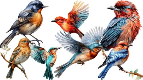 Watercolor Birds Clipart Set of 20 Files by ArtisticTimberStudio