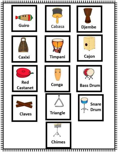 Music Bingo Game, Percussion Instruments, Elementary Music, Sub Tub