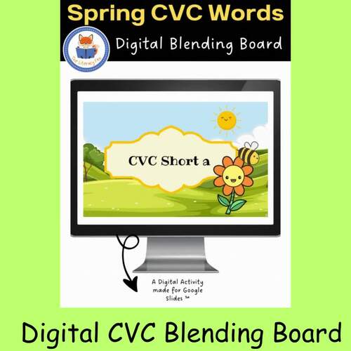 Digital Spring Blending Board - Short a CVC Words by The Literacy Fox