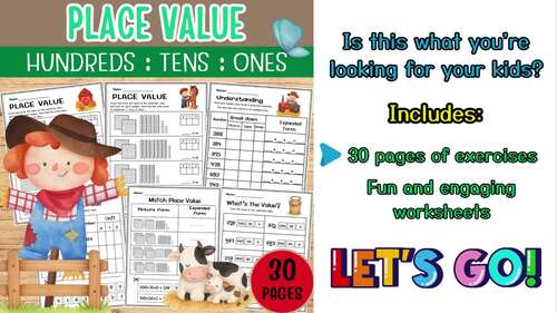 Place Value Fun – Hundreds, Tens, and Ones | Farm Theme | Worksheets