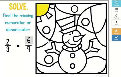 Equivalent Fractions Winter-Themed Boom Cards - 4th Grade Math Center