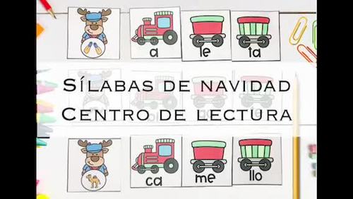 Centro de lectura de sílabas Navidad | Christmas Reading Center in Spanish