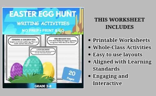 Easter Egg Hunt Writing Prompts | 20 Spring Writing Activities | Grades 2–8