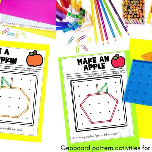 Fall Math Centers Fall Geoboard Shapes by I Love 1st Grade | TPT