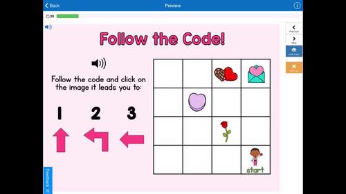 Valentine's Day Directional Coding Activities Digital Task Cards with ...