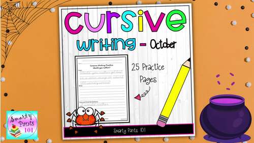 Cursive Handwriting Practice October Jokes, Fun Facts, Halloween