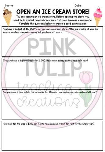 Open An Ice Cream Shop - Graphing and Data Math Activity | TPT