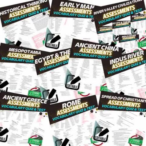 Aztec, Maya, Inca Assessments, Tests, World History Quizzes Editable