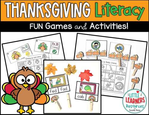 Kindergarten Thanksgiving Literacy Games-Centers by Little Learners ...