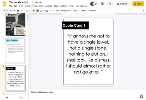 “The Necklace” Short Story Unit by EB Academics by Caitlin and Jessica