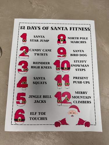12 Days of Santa Fitness – Holiday PE Task Cards, Posters & Activity Song