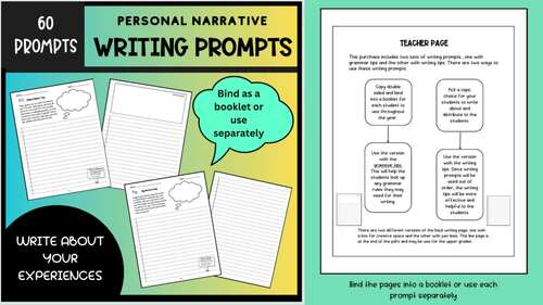 60 Personal Narrative Writing Prompts: Great Homework Worksheets