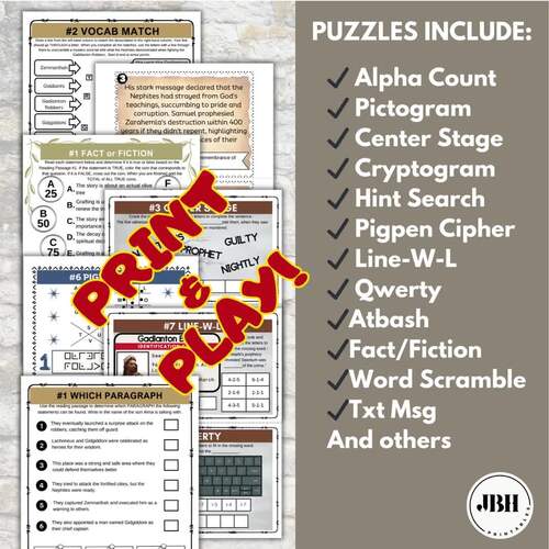 Book of Mormon Adventure Bundle #6 - 5 Escape Rooms for Engaging Study