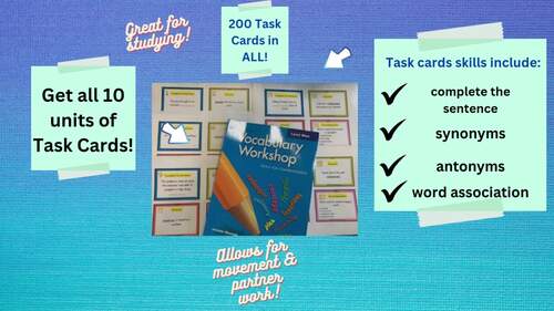 Sadlier Vocabulary Workshop (BLUE) 5th Grade Task Cards BUNDLE! Units 1-10!