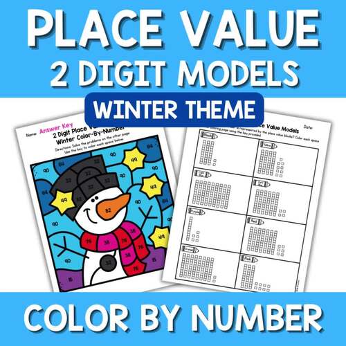 Place Value Base 10 Blocks 2 Digit Numbers Color by Number Models ...