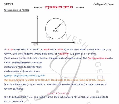 Equation of Circles by Jugeean Mathematics Universe | TPT