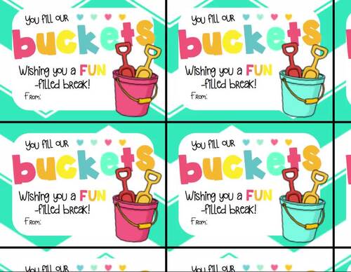 Beach Bucket (Pail) Winter Holiday (Christmas) Gift Tag-You fill my ...