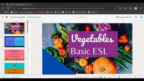Basic ESL Vegetable Presentation by EverEducation | TPT
